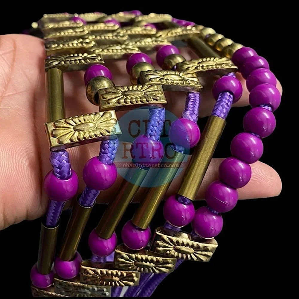 Vintage | Accessories | Vtg Purple Cord Beaded Drop Waist Cummerbund ...